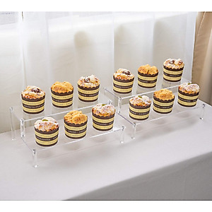 BYCY 2 Pack 2-Tier Clear Acrylic Display Stand Display Shelf for Dessert Jewels Figurines, Clear Cupcake Stand - 2 Pack ( 12" * 6.9" * 4.25" )