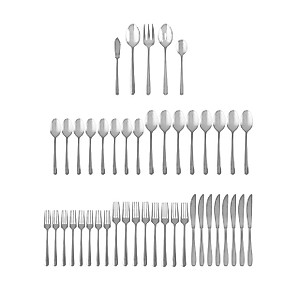 Cambridge Silversmiths Jude Mirror 45 Piece Flatware Set, Service for Eight, silver