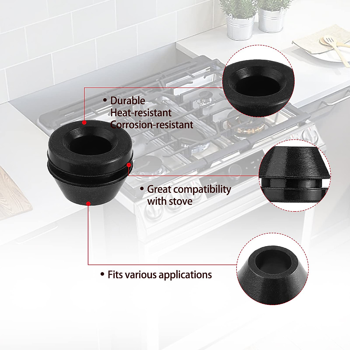 SMEV 50708 RV Cooktop Grate Grommets for Dometic Stove Top Parts Grate Rubber Grommets Replacemet RV Stove Parts top rubber bumpers Dometic Stove protector Range Grate Pads Rubber Feet 12 Pcs