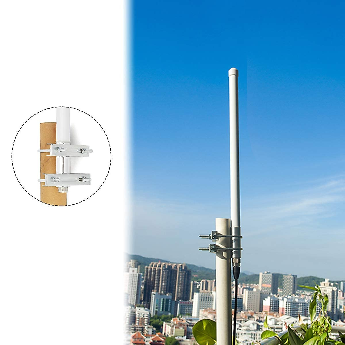 VHF Fiberglass Ham Radio Antenna,2Meter 136-174mhz Base Antenna SO239 Connector for Mobile Radio Device Repeater, Radio scanners,Marine VHF Radios with Mount Bracket