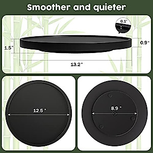 Lazy Susan Organizer, 13.2 Inch Non-Skid Bamboo Lazy Susan for Kitchen Table cabinets Closets and Kitchen Islands, Wood Turntable for Kitchen Countertop Organizer Black