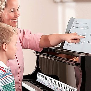 QMG Piano and Keyboard Note Chart and Complete Color Note Piano Music Lesson and Guide Book for Kids and Beginners