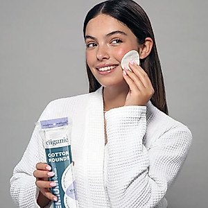 Cliganic Premium Cotton Rounds for Face (300 Count) - Makeup Remover Pads, Hypoallergenic, Lint-Free | 100% Pure Cotton (Packaging May Vary)