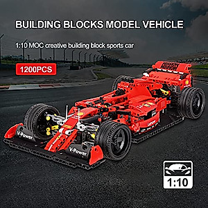 MISINI 1100PCS Technik Building Blocks Racing Car Formula F1 Model,1:10 MOC Creative Building Block Sports car (Red)