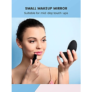 Compact Mirror Bulk Round Makeup Mirror for Purse, Set of 3, 2.6" L x 2.37" W (Black)