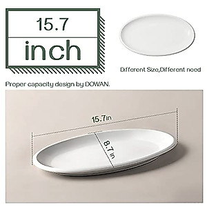 DOWAN 16" Serving Platters, White Serving Platters for Entertaining, Large Oval Porcelain Serving Tray Dinner Platters for Serving Food Appetizers Meat, Serving Dishes for Parties, Set of 2