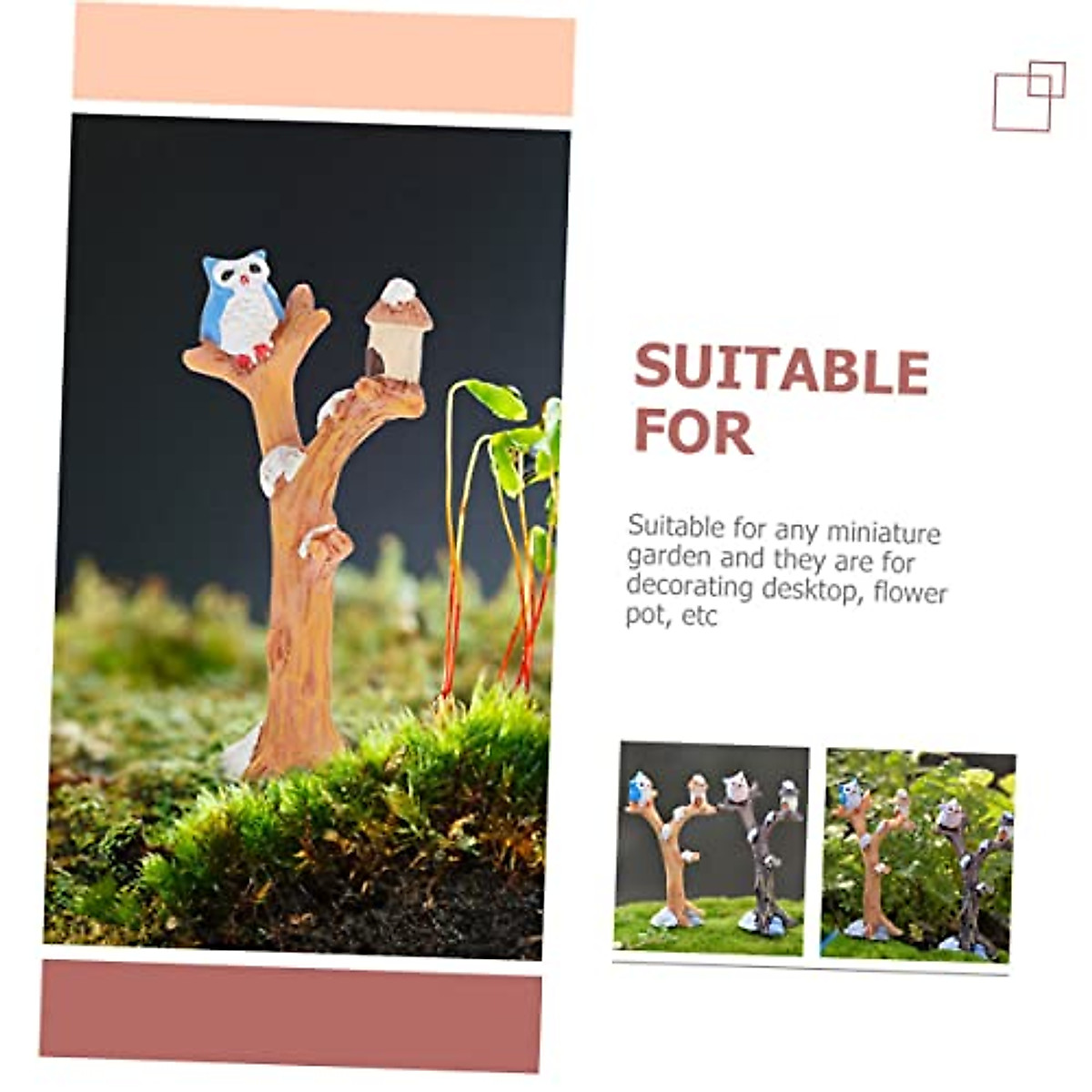 HANABASS 8 pcs Crafts Plant Simulations Bonsai Gardening Figurines Decors Doll Decoration Cartoon Tree Figurine Branch Animals Bird Pots House Decorations Ornaments Potted Mini for