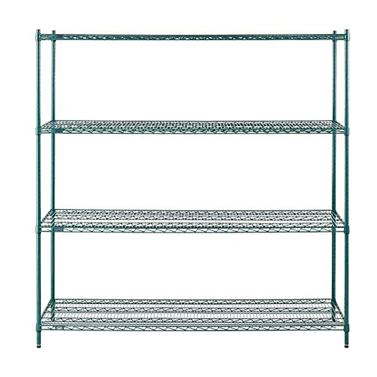 Nexel Poly-Green Adjustable Wire Shelving Unit, 4 Tier, Heavy Duty Commerical Storage Organizer Wire Rack, 24" x 72" x 74", Green