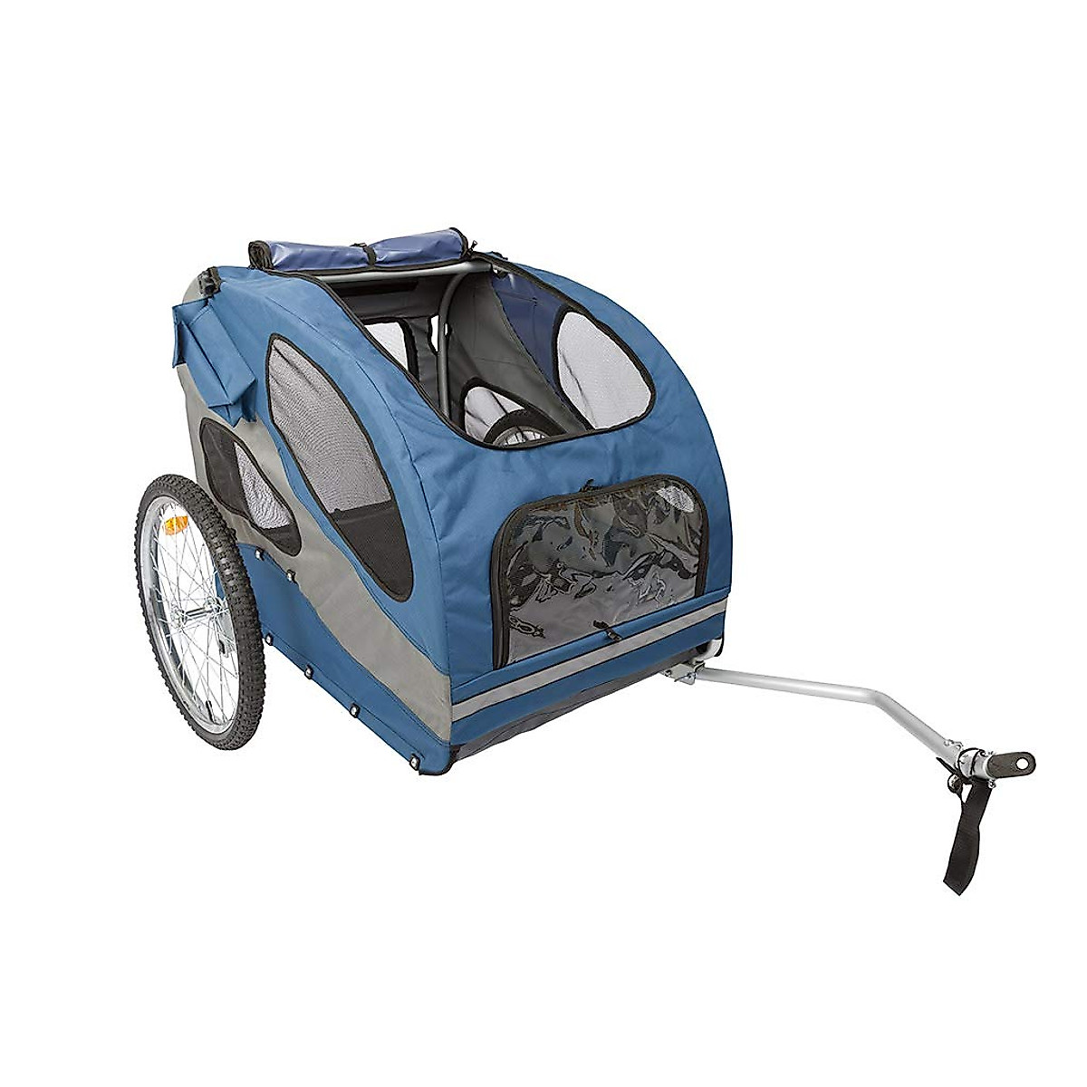 PetSafe Happy Ride Aluminum Dog Bicycle Trailer - Supports up to 110 lbs - Easy to Connect and Disconnect to Bikes - Includes Three Storage Pouches and Safety Tether - Collapsible to Store - Large