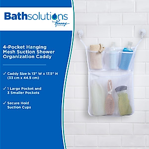 Kenney Hanging Mesh Suction Shower Organization Caddy, White