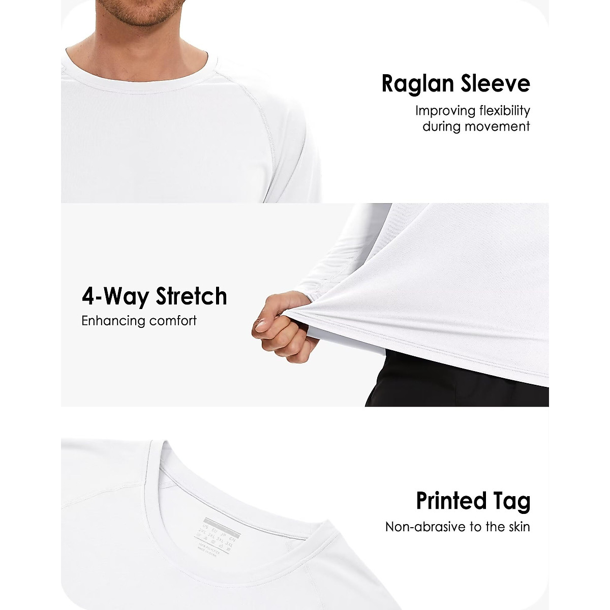 Boladeci Rash Guard for Men SPF Shirts Long Sleeve Lightweight UPF 50+ Sun Protection Swim Shirts Quick Dry UV Surf Water Running Fishing Tee T-Shirts White