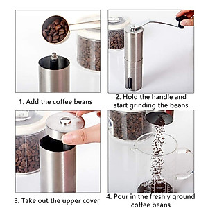 SFXFJ Manual Burr Coffee Grinder - Adjustable Settings for French Press, Espresso, Drip Coffee, Turkish Brew - Stainless Steel Handheld Grinder