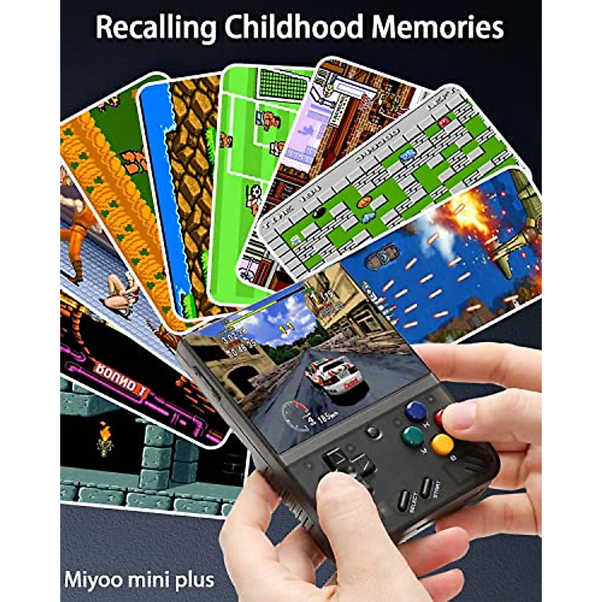 Miyoo Mini Plus,Retro Handheld Game Console with 64G TF Card,Support 10000+Games,3.5-inch Portable Rechargeable Open Source Game Console Emulator with Storage Case,Support WiFi.(Black)