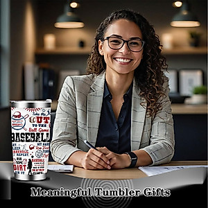 FOCIUZTA Baseball Mom Daily – Handle Cup Tumblers for Women, Coffee Mothers Mama Funny Insulated 20oz Tumbler with Lid & Straw, Ideal Baseball Gifts