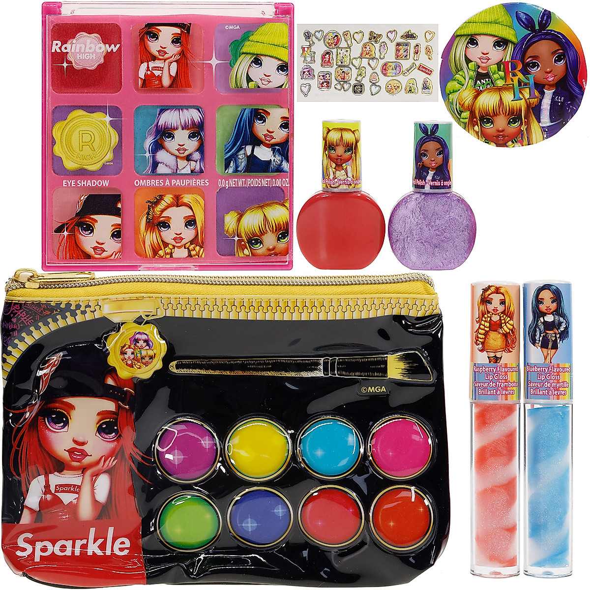 Rainbow High - Townley Girl Cosmetic Makeup with Palette Bag Set Includes Lip Gloss, Nail Polish & Eye Shadow and More! for Kids Girls, Ages 6+ Perfect for Parties, Sleepovers and Makeovers
