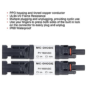 1000V Solar PV Connector Snap-in PPO Housing Solar PV Fuse Holder 2pcs for connecting solar panels 15A
