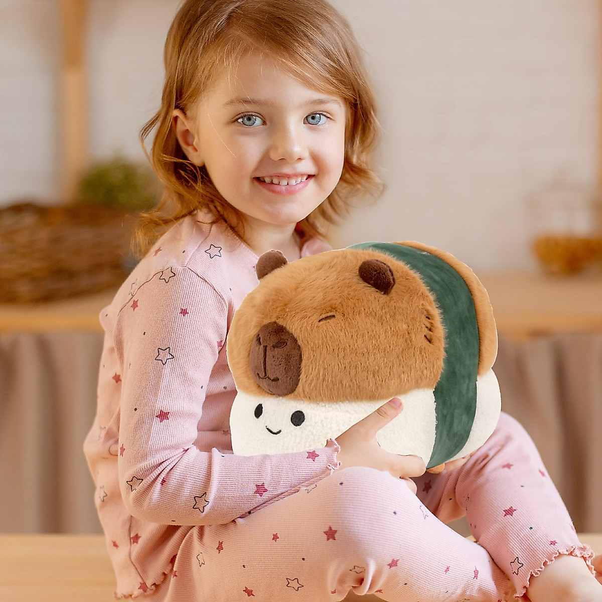 Wanwu World Capybara Plush Pillow Cute Capybara Plush Toy Pillows 13.8'' Capybara Stuffed Animal Soft Capybara Sushi Plushies Doll Birthday Gifts for Boys Girls Kids
