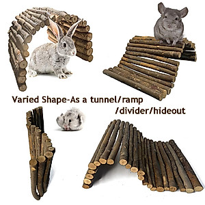 Hamiledyi Bunny Extra Large Ladder, Wooden DIY Toy Rodents Chewing & Climbing Bridge Chinchillas Cage Tunnel/Hideout/Hut/Ramp/Divider for Small Animal Guinea Pig Rat Squirrel