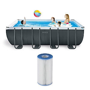 Intex Ultra 18 Foot XTR Rectangular Metal Frame Swimming Pool Set w/Pump Filter