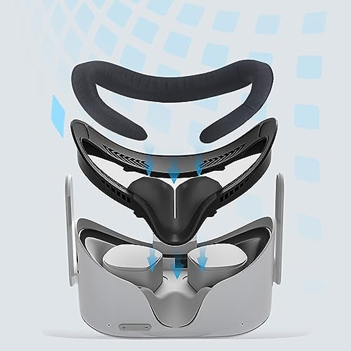 Compatible with Oculus Quest 2 Face Bracket Replacement,VR PU Leather Face Pad Protective for Meta Quest 2,Sweat-Proof Comfortable Face Cover Cushion VR Accessories