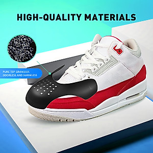 Crease Protectors Suitable for Most Sneakers, 4 Pairs Crease Protectors for Jordan 1, Air Force 1, and Dunk Low; Men's 7.5-12/ Women's 5-8.5 (Men's US Size 7.5-12, Black+White)