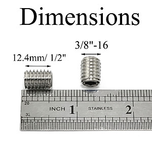 Socket Set Screws Pro Bamboo Kitchen 10pcs 3/8 in-16 X 1/2 in Set Screw 304 Stainless Steel Full Thread Cup Point Grub Screws Flat Point Hexagon Socket Set Screws