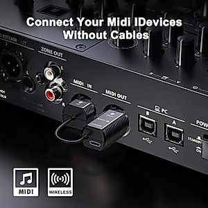 LEKATO Wireless MIDI Adapter, Bluetooth Midi Adapter with USB, Ultra Low Latency, 5 Pin MIDI Adapter Wireless for Synthesizer, MIDI Keyboard to Mac OS/iOS/Windows