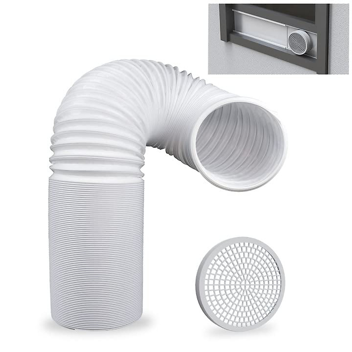 Daisypower Portable Air Conditioner Exhaust Hose 5 Inch Diameter Clockwise Thread 80 Inch Length Replacement AC Tube,Universal Compatible with Honeywell,Winter,LG,Delonghi,White