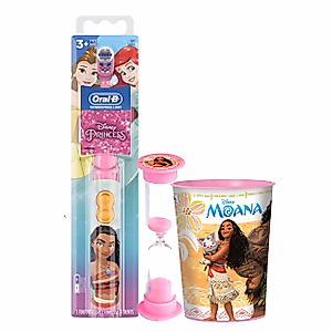 Moana 3pc Bright Smile Oral Hygiene Bundle! Turbo Powered Spin Toothbrush, Brushing Timer & Mouthwash Rinse Cup! Plus Dental Gift Bag & Tooth Saver Necklace!