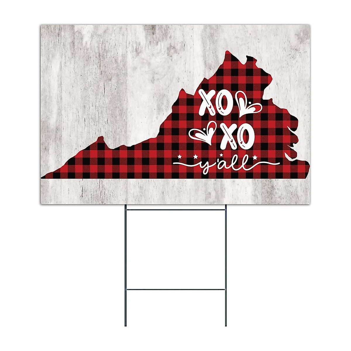 Autravelco Valentine's Day XOXO Virginia Lawn Signs with Stakes 12x18 Inch Corrugated Plastic USA American State Outline Double Sided Yard Signs with Stakes for Rent House Outdoor Decoration