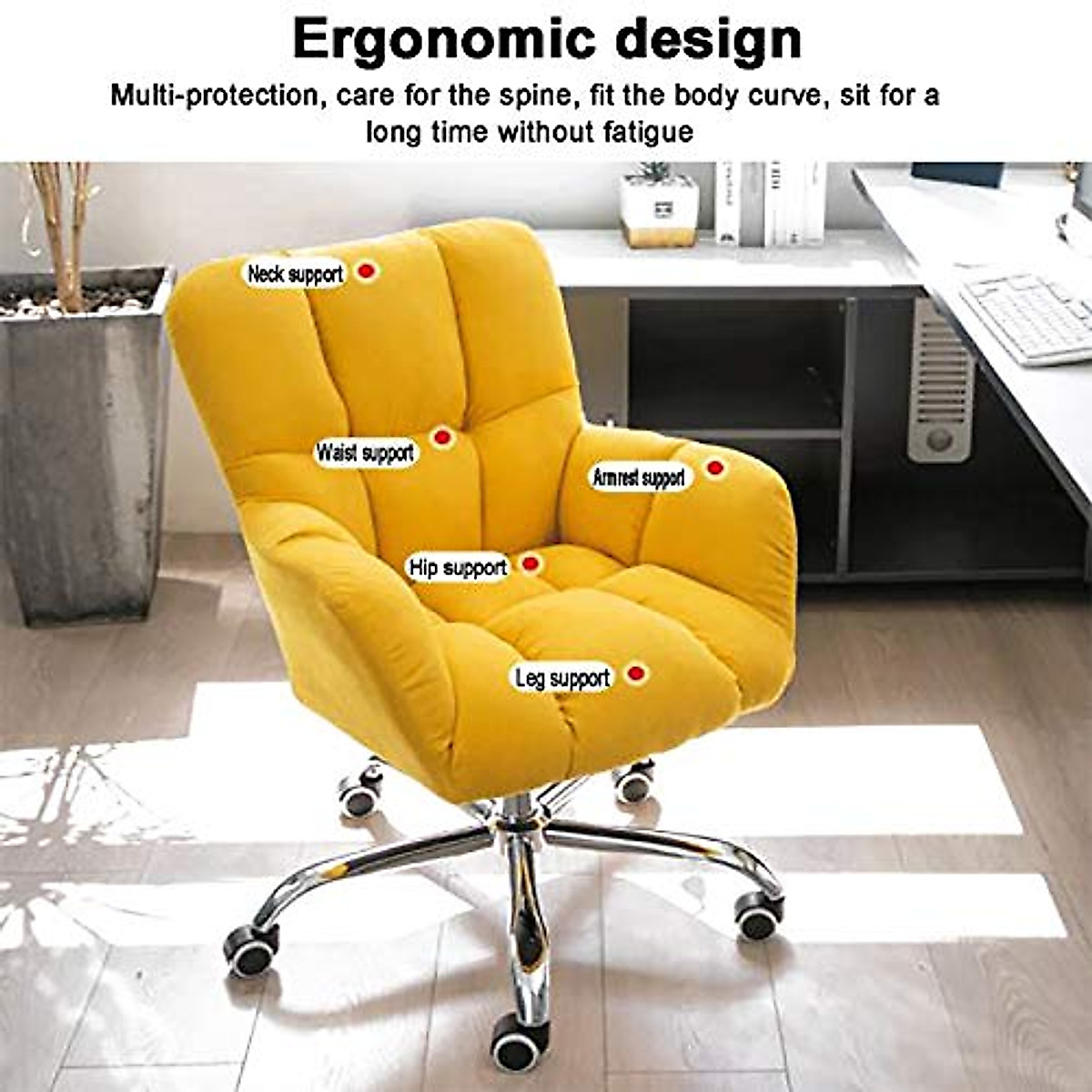 MayNuo Office Chair Gaming Chair Computer Chair Ergonomic Adjustable Linen Office Chair with Soft Seat,Modern Mid-Back Computer Desk Chair,Swivel Chair Task Executive Chair for Men Women Adult/Gray/60