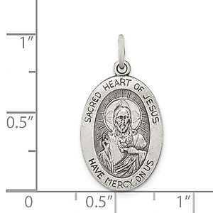 Sterling Silver Antiqued Sacred Heart of Jesus Medal QQC5481