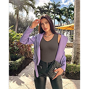 OQQ Women's 3 Piece Bodysuits Sexy Ribbed V Neck Sleeveless Tank Tops Bodysuits Black Tea leaf White