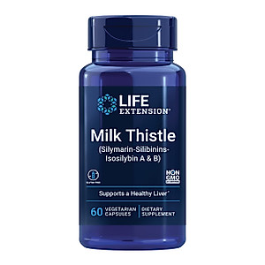 Life Extension Milk Thistle, silymarin, silibinins, isosilybin A & B, delivers full-spectrum milk thistle benefits for liver health, non-GMO, gluten-free, vegetarian, 60 capsules