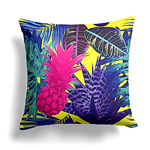 iiRov Summer Design Ink-Fuzed Decorative Throw Pillow - Hype Fluorescent Summer Pineapple Pattern