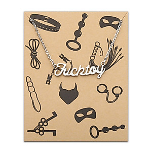 KUIYAI Smut Slut Gift Fuktoy Necklace Slutty Gift Spicy Lovers Gift Swear Words Gift Hotwife Gift Naughty Valentine Gift For Her (FucktoyNS)