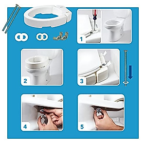 Carex Elongated Hinged Raised Toilet Seat, Adds 3.5 Inches of Height to Toilet, 300 Pound Weight Capacity, Toilet Seat Riser, Elevated Toilet Seat And Handicap Toilet Seat