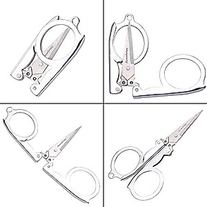 Shapenty Stainless Steel Folding Portable Travel Scissors Small Foldable Paper String Craft Shred Scissors, 2 Pack