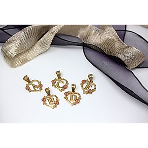 14k Beautiful Two-Tone Initial Heart Pendant for Women in Yellow and Rose Gold - Letter L