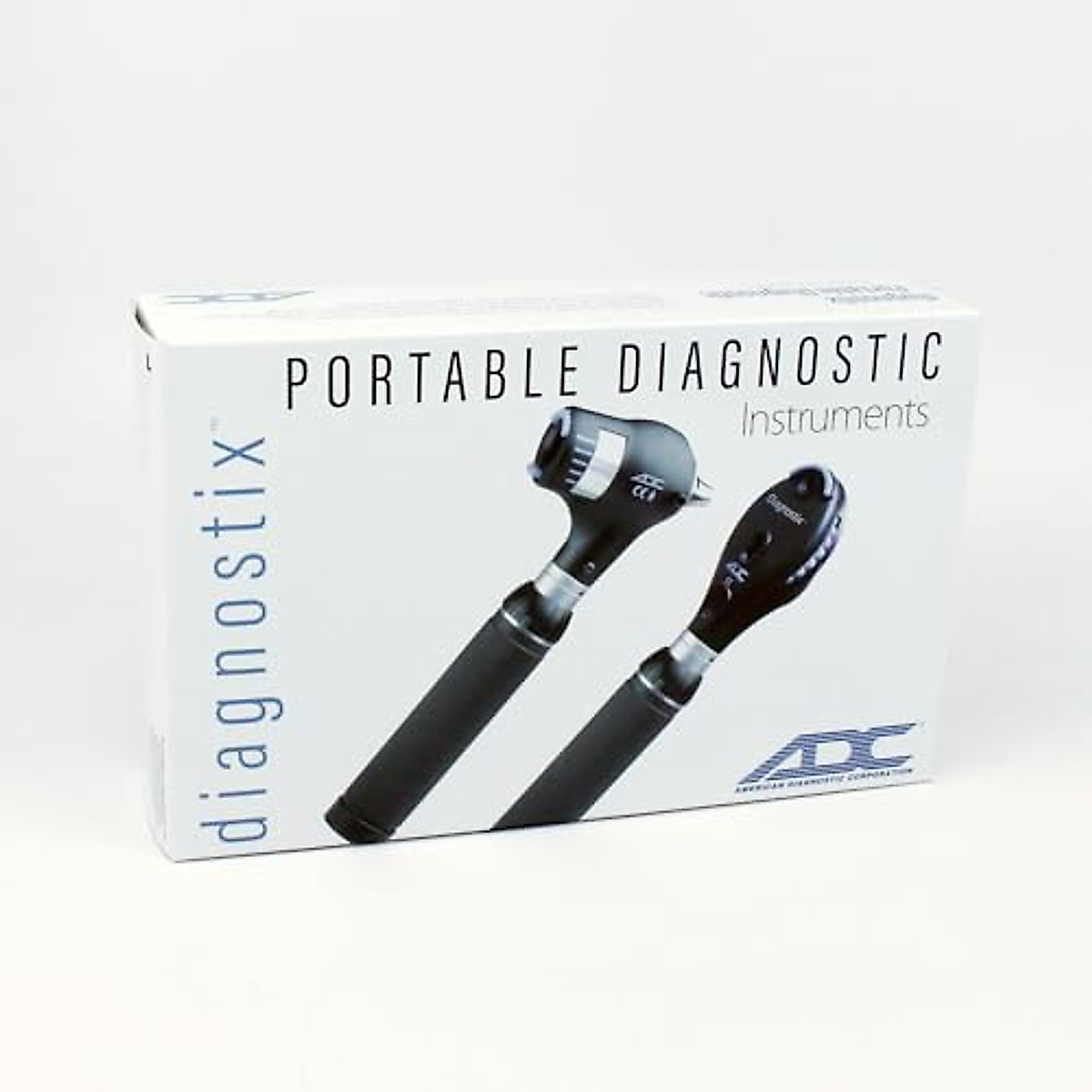 ADC Portable Diagnostic Set Plug-in Rechargeable, with Standard Otoscope and Coax Ophthalmoscope, LED Lamps, 3.5V, Hard Case, Diagnostix 5410L, Black