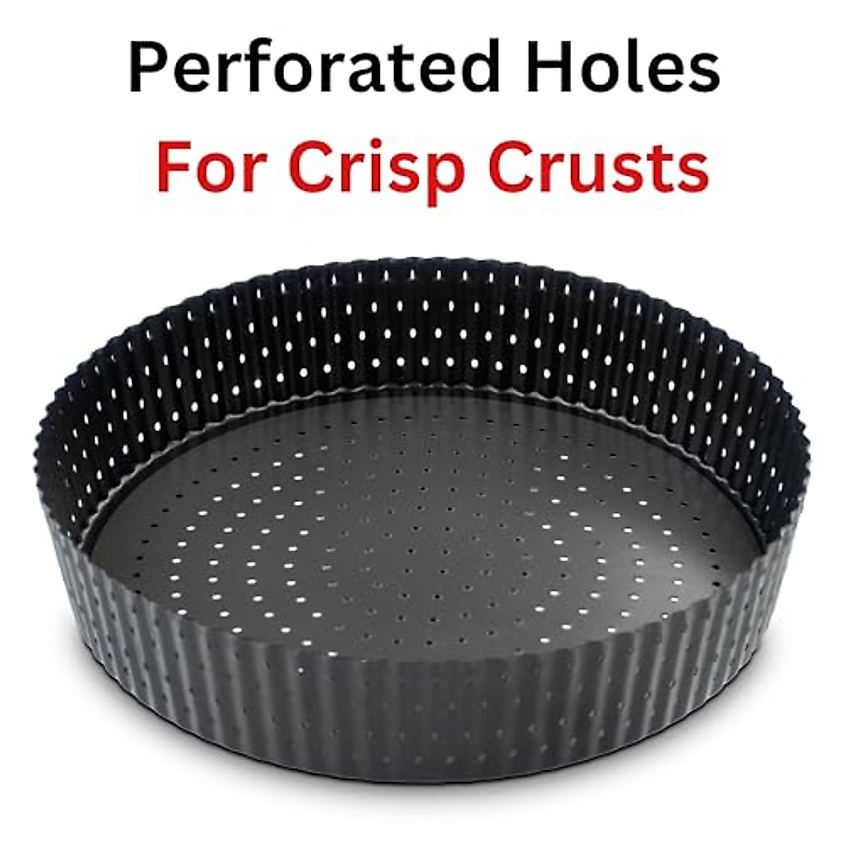 Jean Lemond: Introducing King Crispy's Deep Pie, Tart & Quiche Pan With Perforated Holes For Crispy Crusts. A Non-Stick, Removable Bottom, Dishwasher Safe, Pie Pan Baking Plate Dish. (9 inch x 2 Deep)