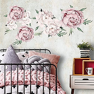 Pink Watercolor Peony Wall Decal Bedroom Girl Peel and Stick Peonies Vinyl Sticker Set of 7 Flowers Over the Crib Bed Nursery [lt800 small]
