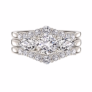 Wuziwen 1 Carat Wedding Ring Set for Women 3Pcs Engagement Rings CZ 925 Sterling Silver Size 8