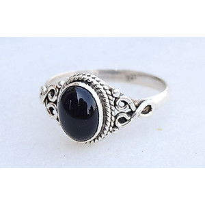 Black Onyx Stone Ring 925 Sterling Silver Statement Ring For Women Handmade Rings Gemstone Christmas Promise Ring Size US 7 Gift For Her