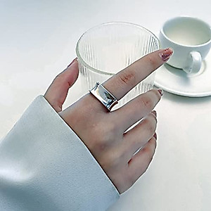 OAYAO Sterling Silver Rings for Women Men, Unisex Wide Band Thumb Ring, Handmade Chunky Silver Rings Aesthetic, Adjustable Jewelry Signet Rings for Men Size 9-10.5