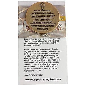 Armor of God, Christian Challenge Coin for Bible Study, Youth Groups, Handout for Teens, Religious Antique Gold-Color Plated Prayer Token