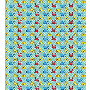 Ambesonne Yellow Submarine Duvet Cover Sets, Underwater Life Theme Pattern Submarines Whales and Crabs Print, Bedding Set with 2 Duvet Covers & 4 Pillowcases, 2 Pack Queen Size, Aqua and Mustard