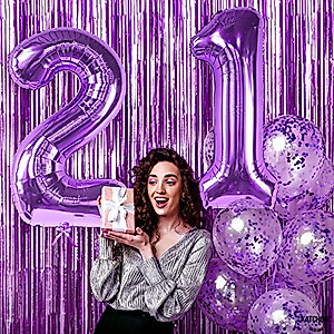 KatchOn, Giant Purple 21 Balloon Number - 40 Inch | 21 Year Old Balloon | Purple Number 21 Balloon, 21st Birthday Decorations for Women | 21 Birthday Balloon, 21st Birthday Party | 21st Anniversary