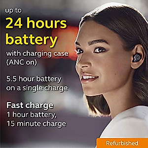 Jabra Elite 75t Titanium Black Voice Assistant Enabled True Wireless Earbuds with Charging Case (Renewed)