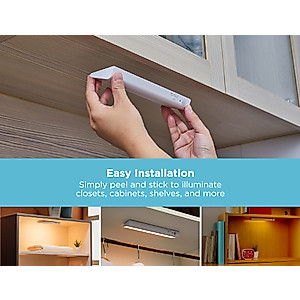 BLACK+DECKER Battery Operated Under Cabinet Lighting, Motion Sensor On/Off, Warm White LED, Stick-On Install for Kitchen & Closets - 2 Bars
